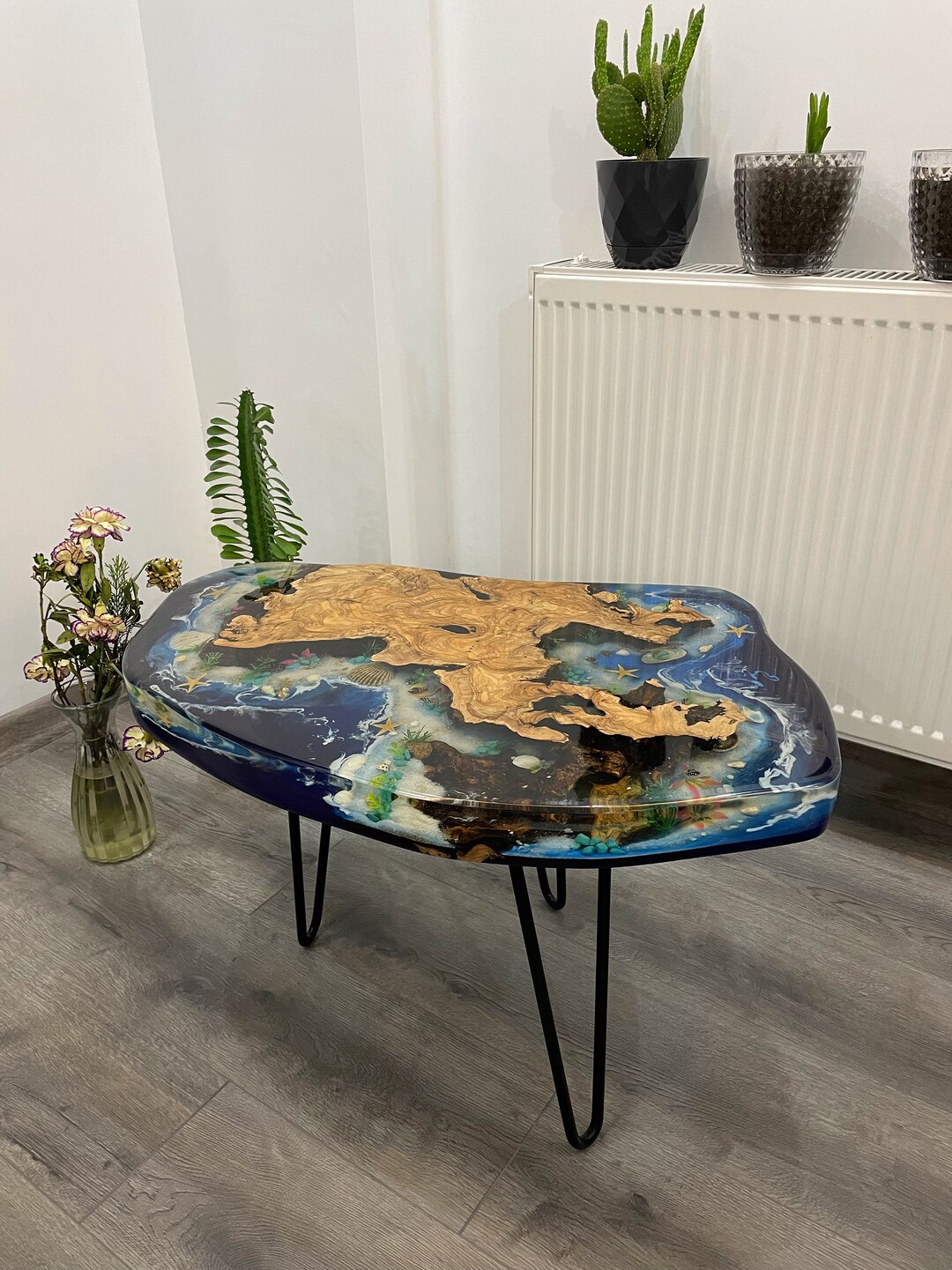 Made to Order Custom Table,ocean Blue Round Epoxy Table -home Office ...