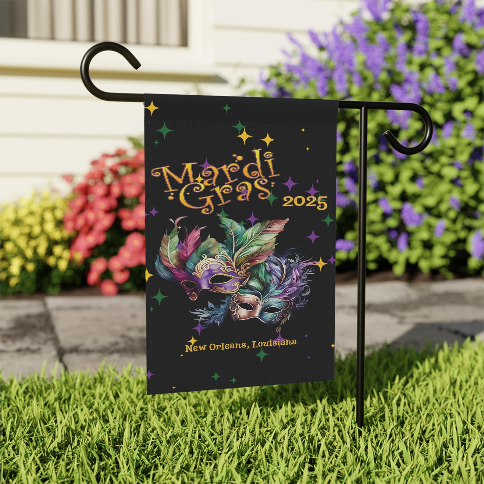 Mardi Gras Garden Banner, Outdoor Decoration, Festival Yard Flag ...