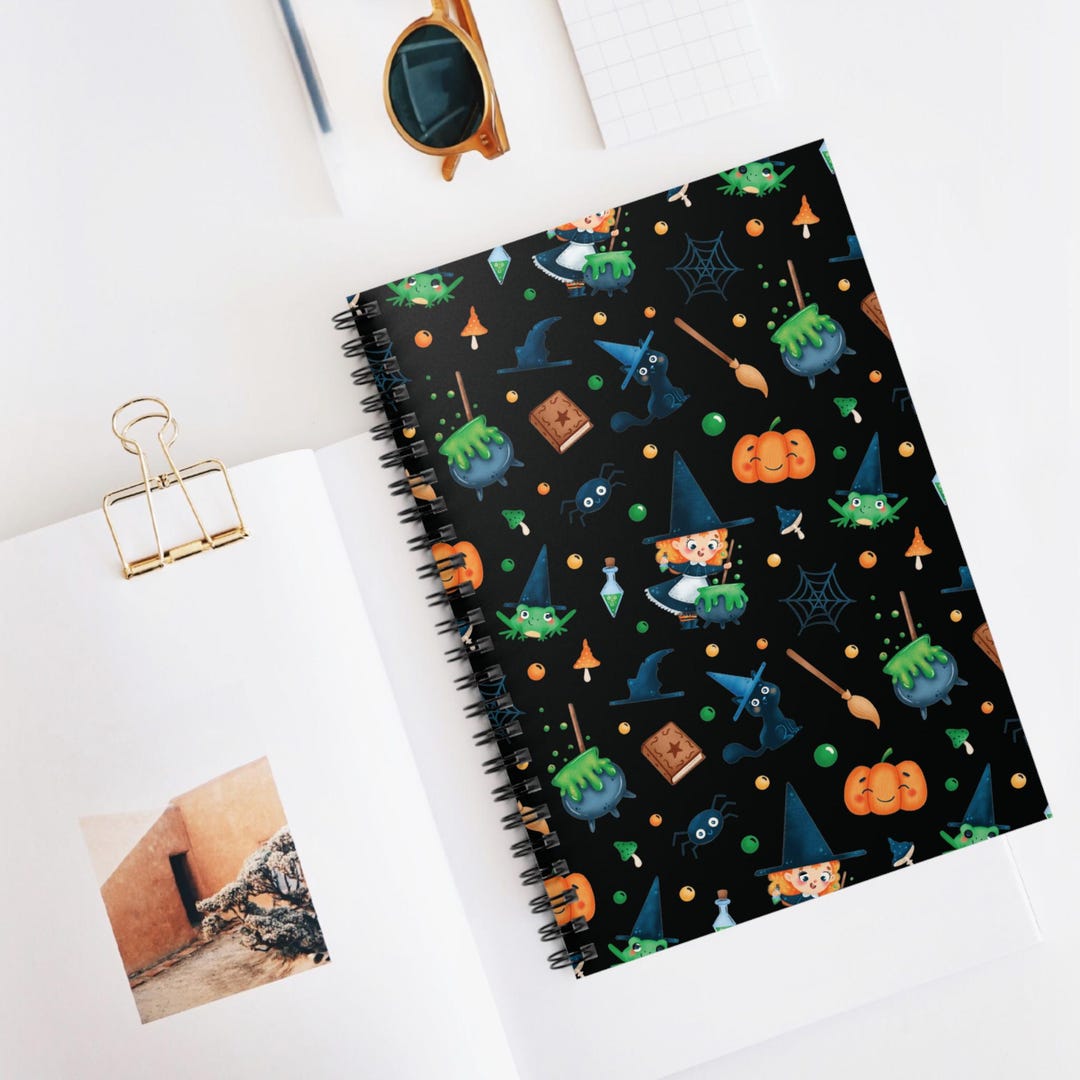 Kawaii Halloween Witch Notebook Cute Spellbook Journal With Cats ...