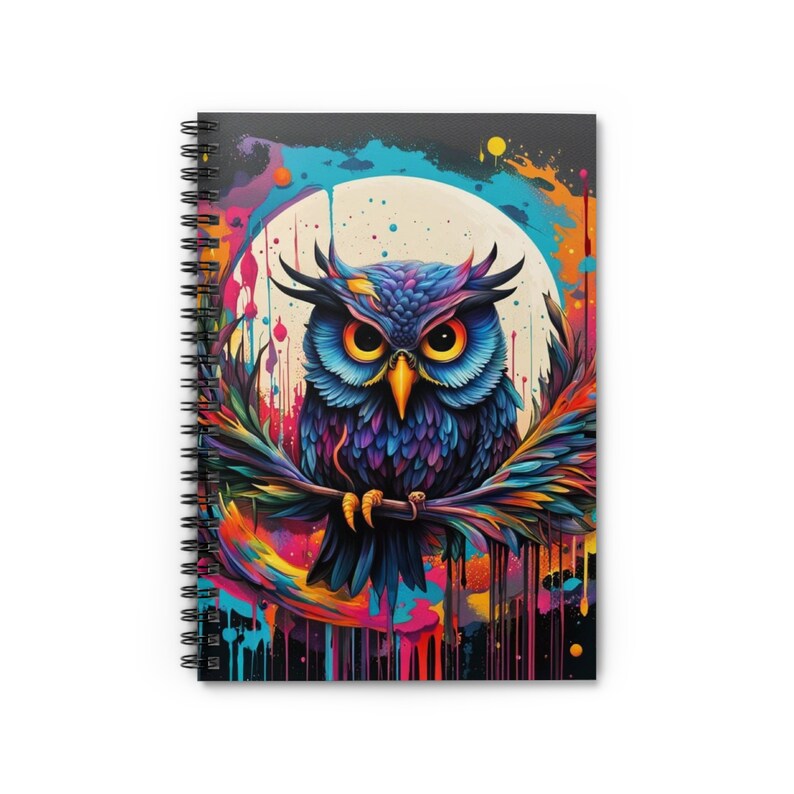 Colorful Sitting Owl Spiral Notebook - Ruled Line - Etsy