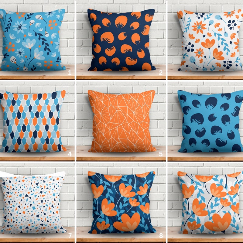 Blue Orange Pillow - Etsy