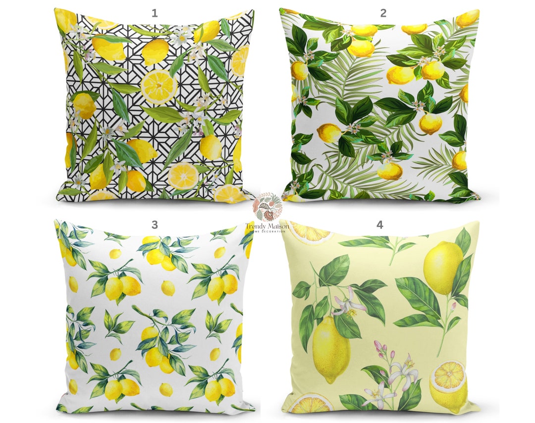 Lemon Pillow Covers, Lime Cushion Case, Yellow Cushion Cover, Kitchen ...