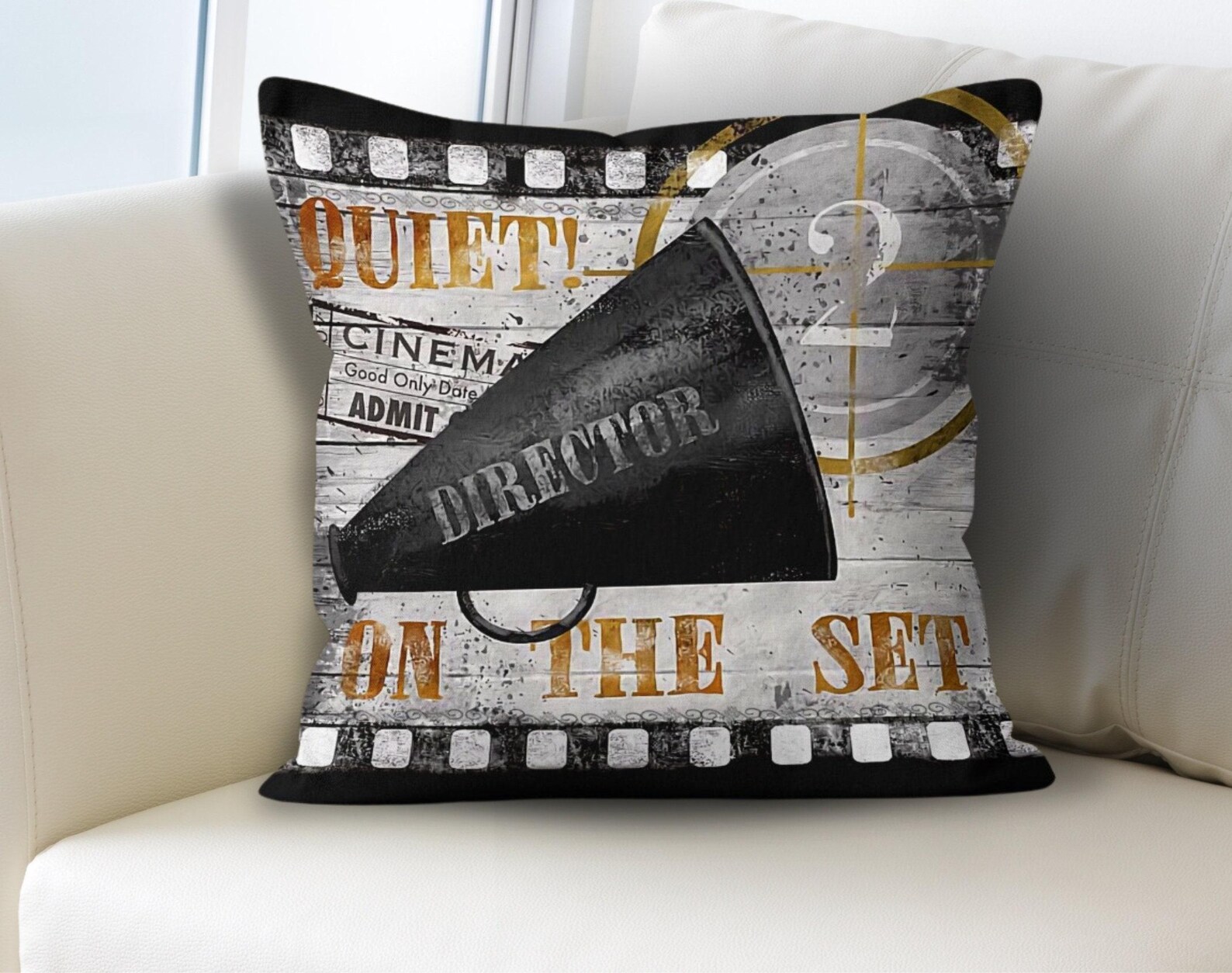 Cinema Pillow Case, Retro Movie Decor, Movie Night Pillow Cover ...