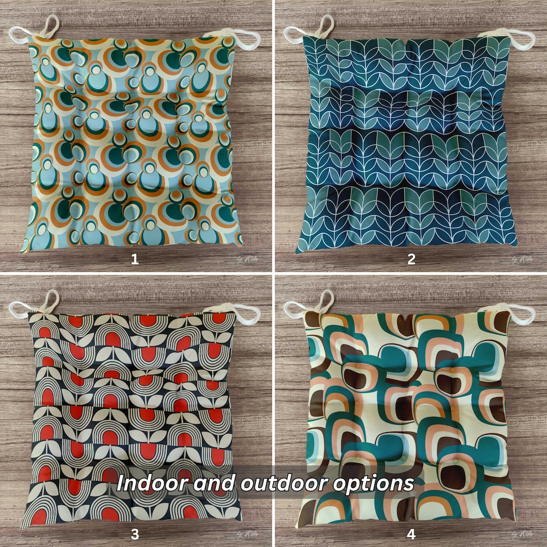 Bohemian Design Seat Cushion, Abstract Patterned Chair Pads, Seat Pads ...