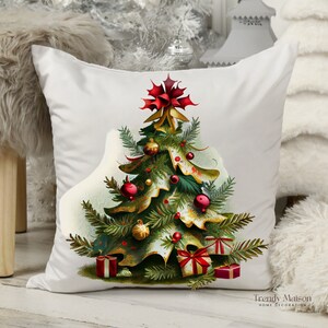 Festive Christmas Pine Tree Themed Pillow Cover, Pillowcase With ...