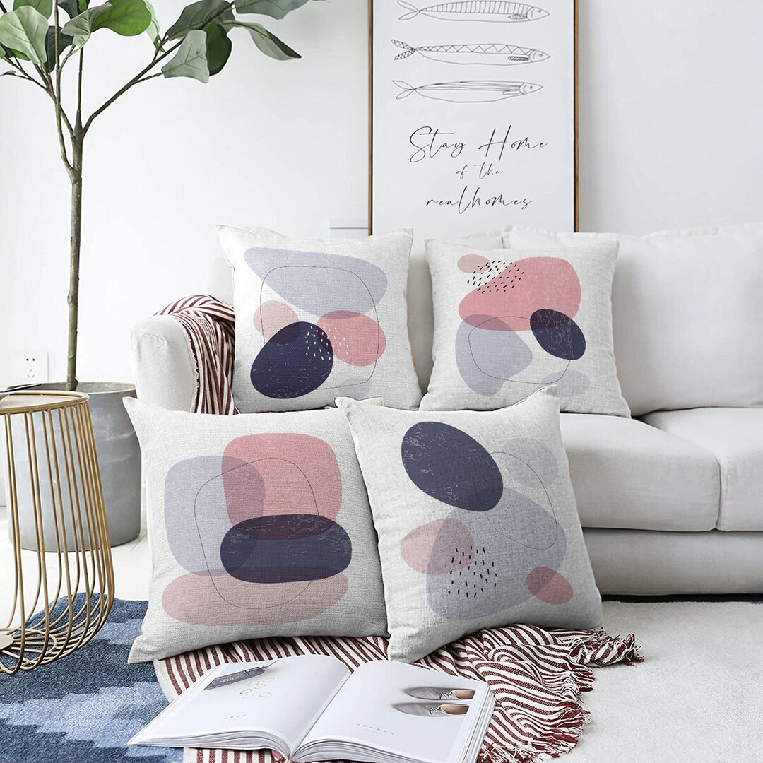 Colorful Oval Objects Design Pillow Cover Set, Abstract Cushion Covers ...