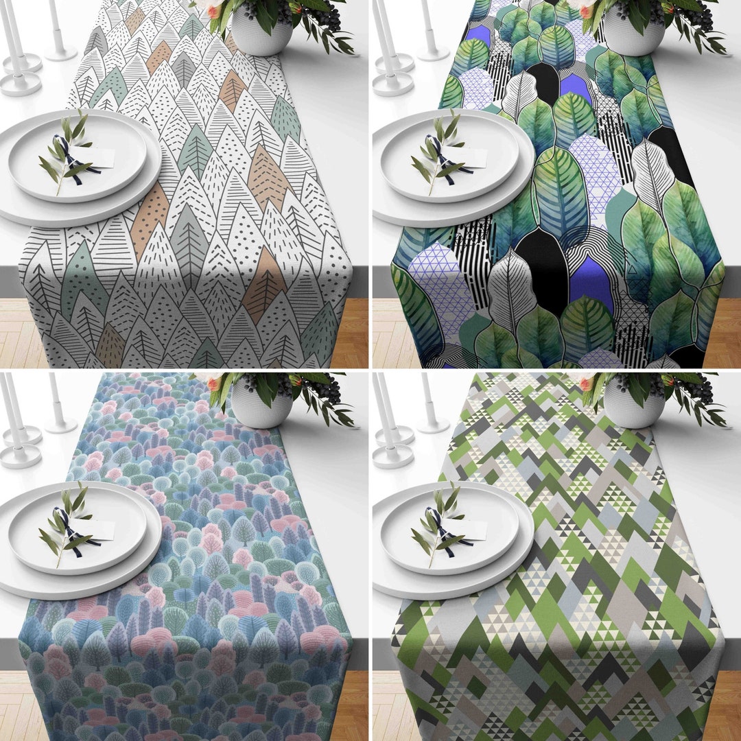 Abstract Forest Themed Table Runner, Woodland Dining Decor, Decorative ...