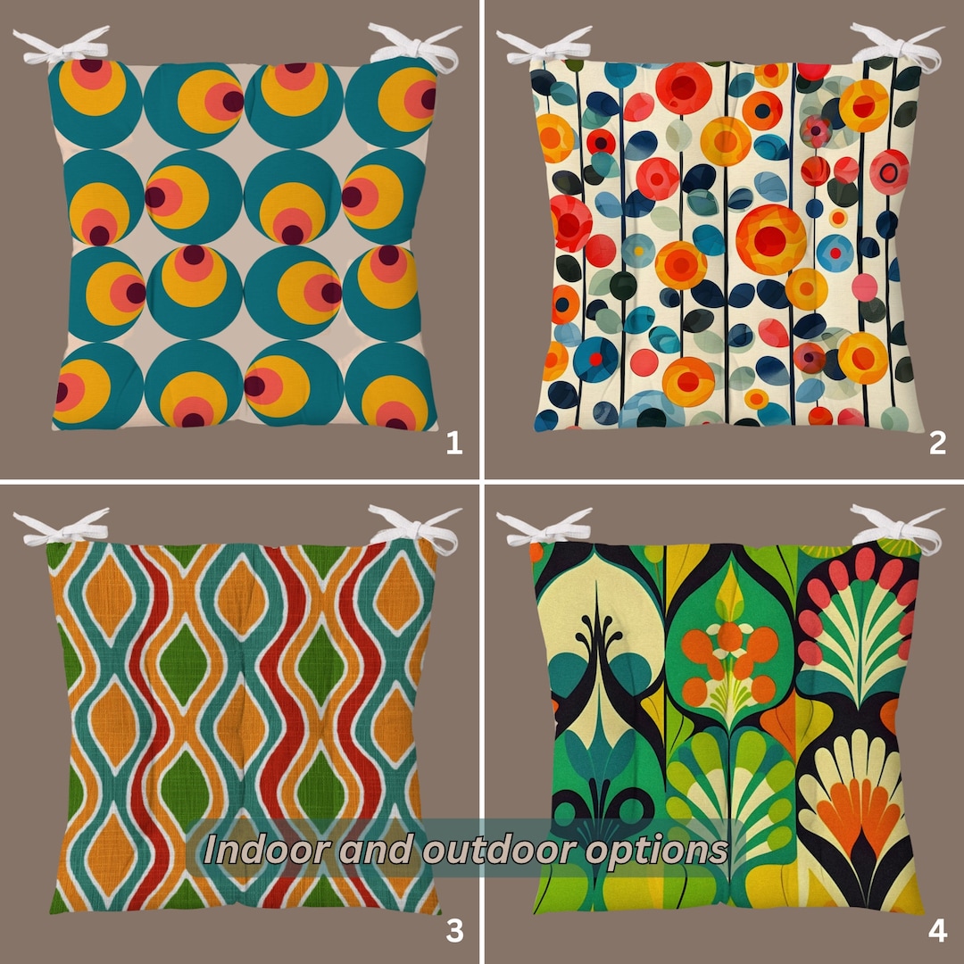 Chair Cushion, Colorful Bohemian Seat Pads, Outdoor Indoor Chair ...