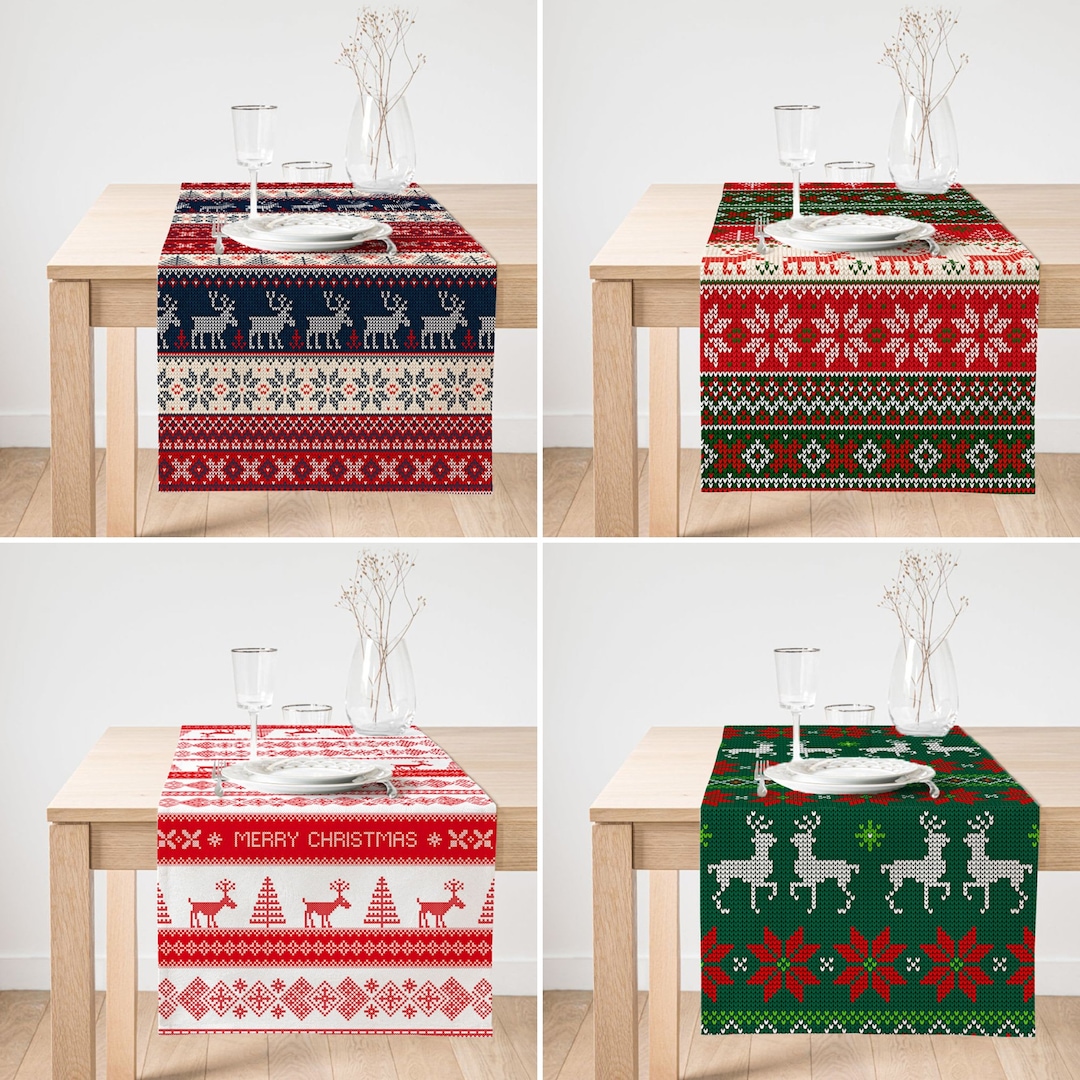 Christmas Table Runner: Reindeer and Snowflake Sweater Pattern - Etsy