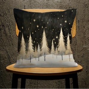 Christmas Pillow Cover, Winter Pine Tree Design Cushion Case, Elegant ...