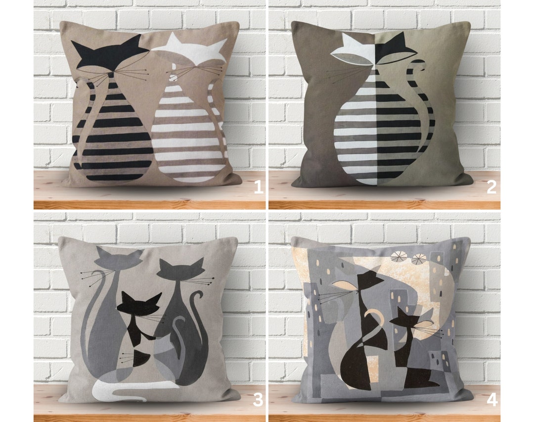 Cat Pattern Pillow Covers, Abstract Pillowcase, Cat Pillow Case, Animal ...