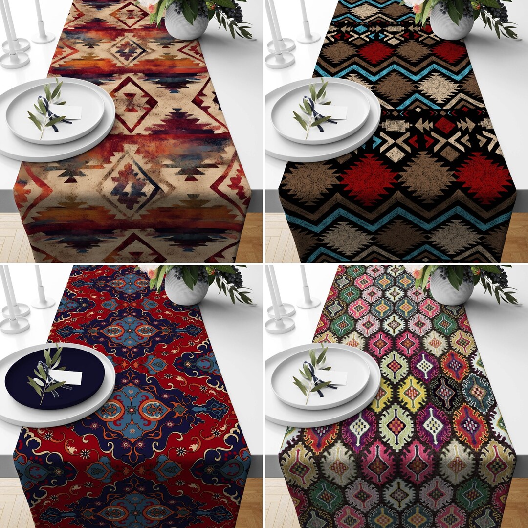 Traditional Carpet Design Table Runner, Oriental Design Table Topper ...