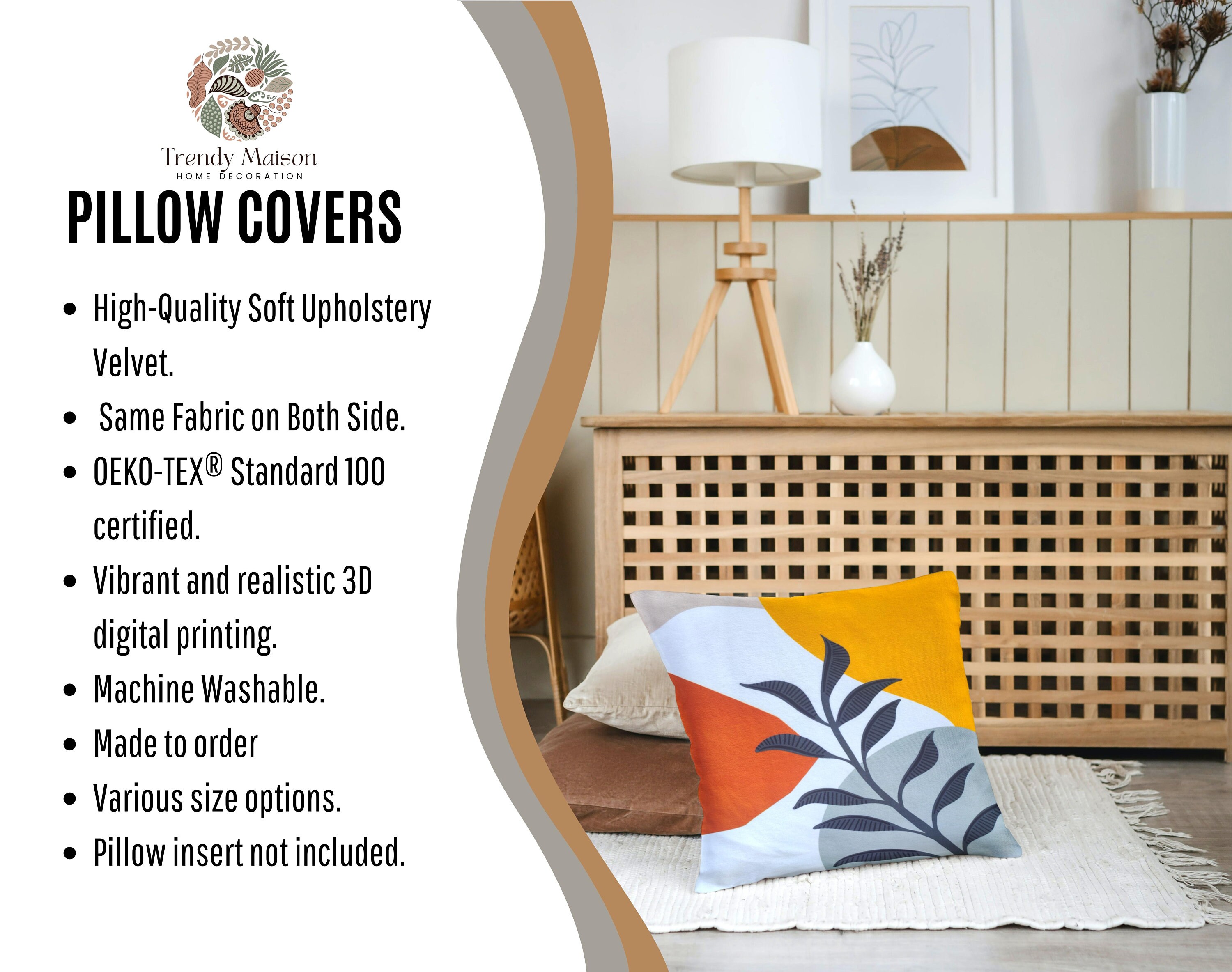 Orange and Black Abstract Pillow Covers Modern Cushion Cover - Etsy