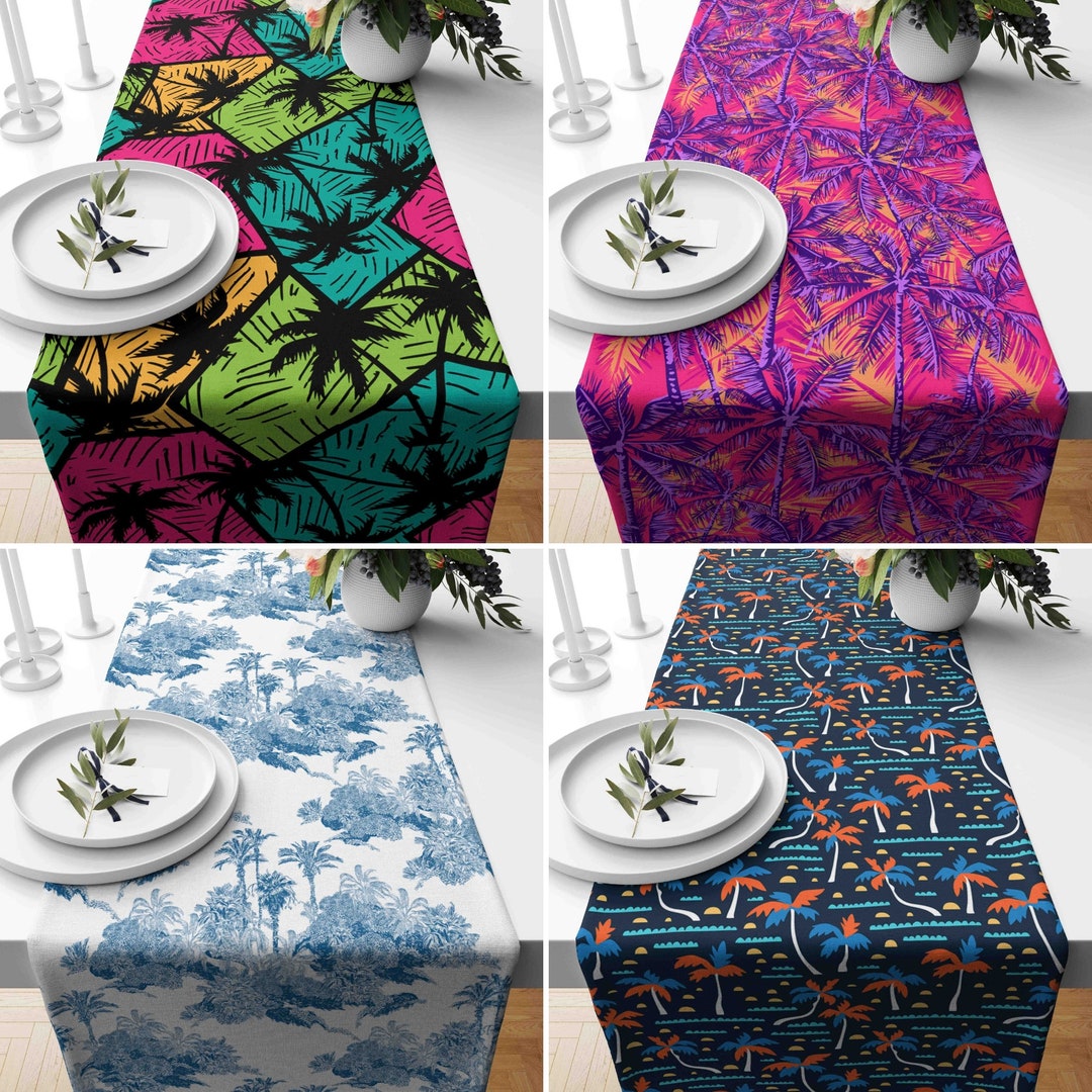 Palm Tree Table Runner, Beachside Dining Decor, Summer Dining Accessory ...