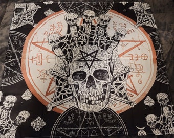 Satanic Skull Impaled Skeleton Inverted Flame Pentagram Shrine - Etsy