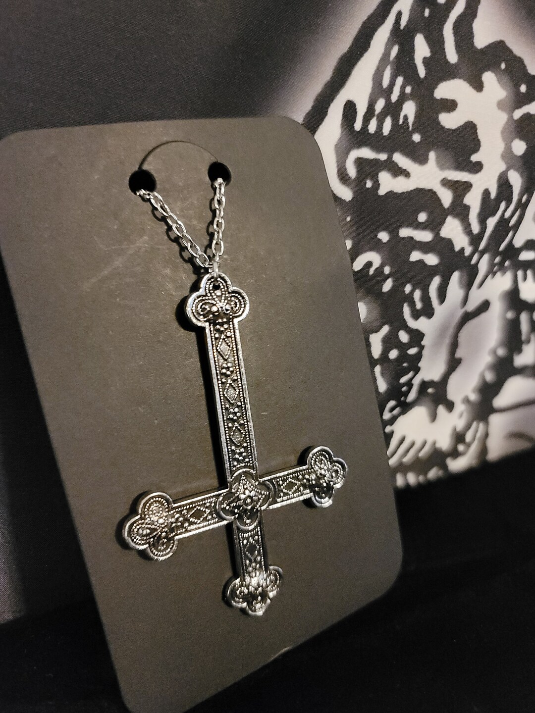 Large Gothic Inverted Cross Necklace - Etsy
