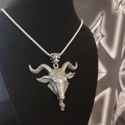 Baphomet Pentagram Satanic Pendant Necklace Silver Occult - Etsy