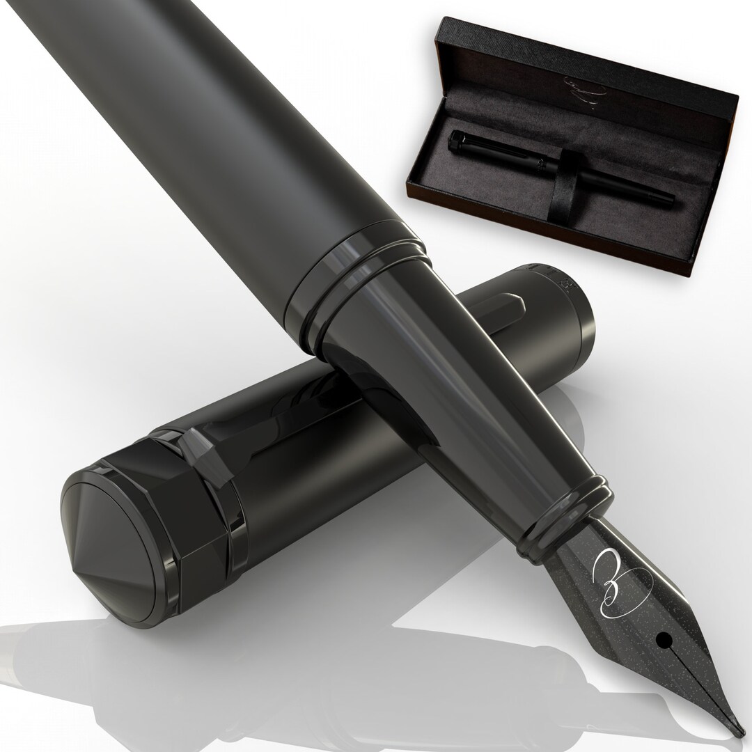 Ellington Pens Stealth Black Luxury Fountain Pen 3 Smooth Nib Size ...