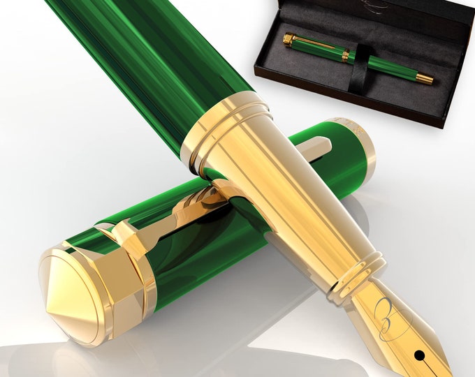 Ellington Pens Green Pen Luxury Fountain Pen 3 Smooth Nib Size Options ...