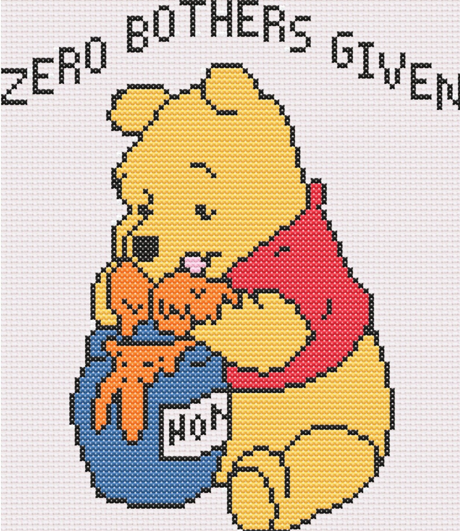 Winnie the Pooh Cross Stitch Zero Bothers Given Beginner - Etsy