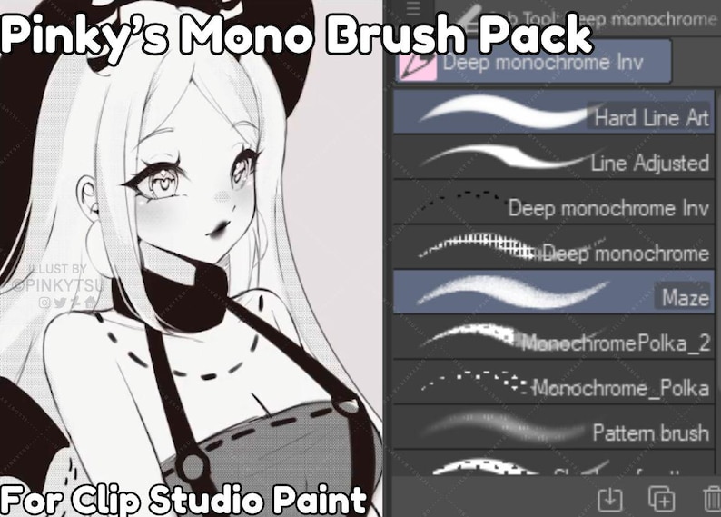 Manga Line Art Brushes: Monochrome Brush Pack for Clip Studio Paint ...