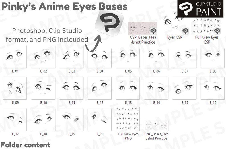 20 Anime Eyes Bases: Procreate & Clip Studio Brushes (digital Download ...