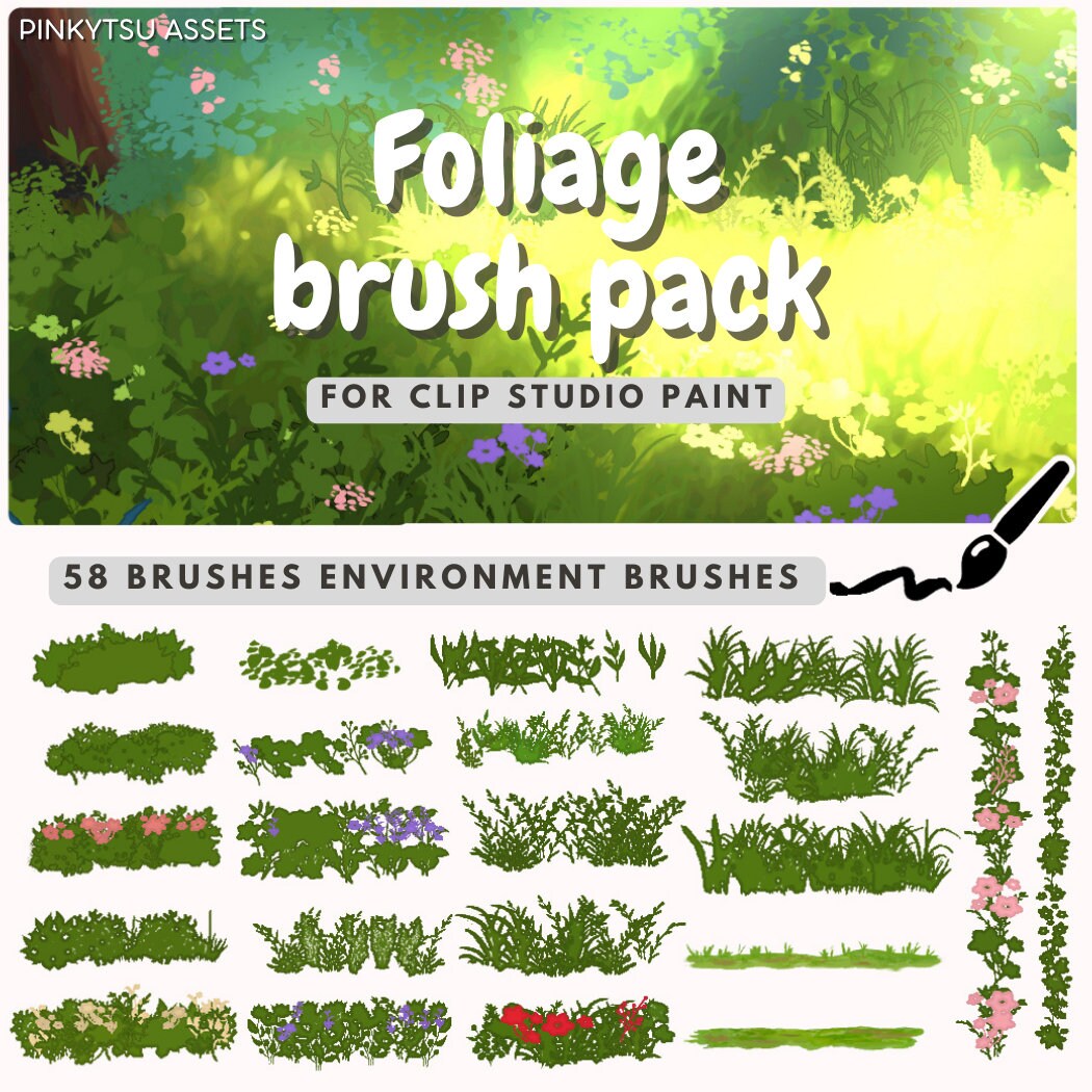 Foliage Brushes, Clip Studio Paint, Flower Brushes, Drawing Digital ...