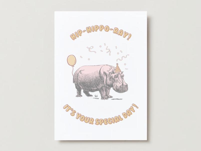 Hippo Birthday Card - Etsy