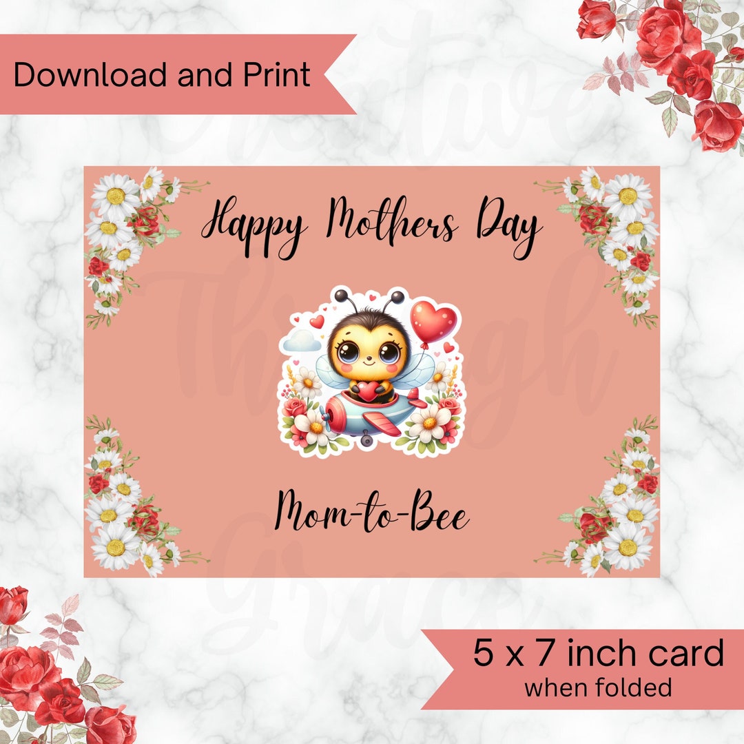 Sweet Mom to Bee Mother's Day Card, Printable Pregnancy Gift (digital ...