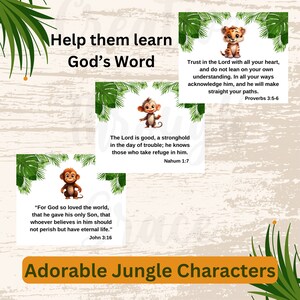 Printable Bible Verse Cards, Jungle Theme, Bible Memorization ...