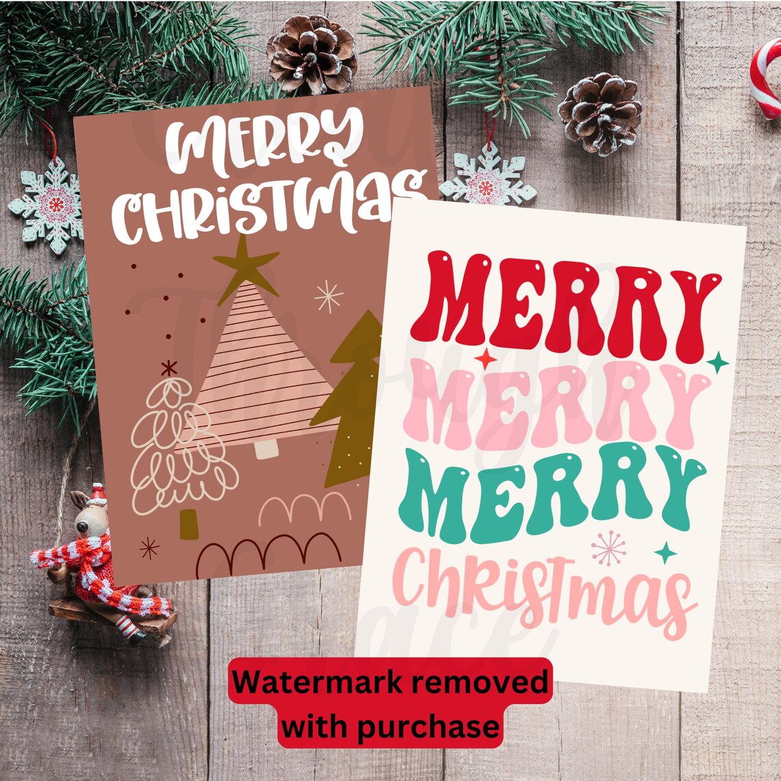 Christmas Card Bundle, Set of 6 Christmas Vibes Cards, Printable ...
