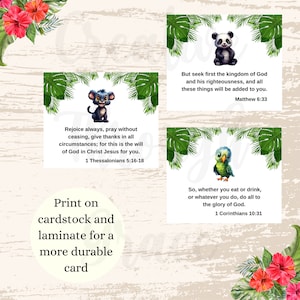 Printable Bible Verse Cards, Jungle Theme, Bible Memorization ...