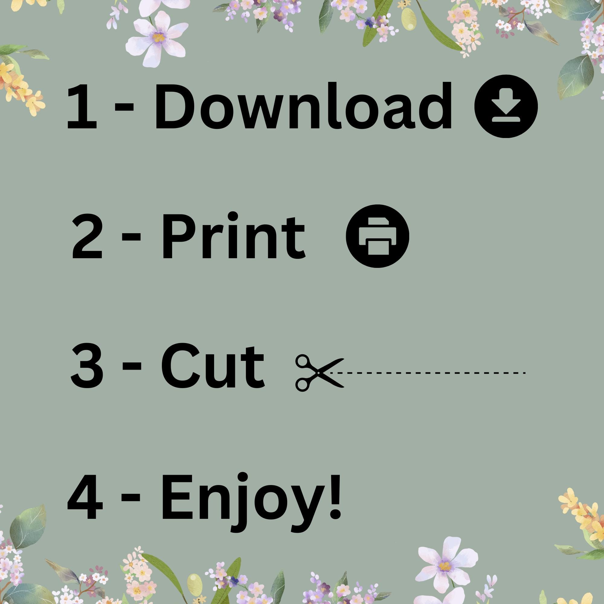 20 Floral Thank You Gift Tags, Digital Download, Print at Home ...