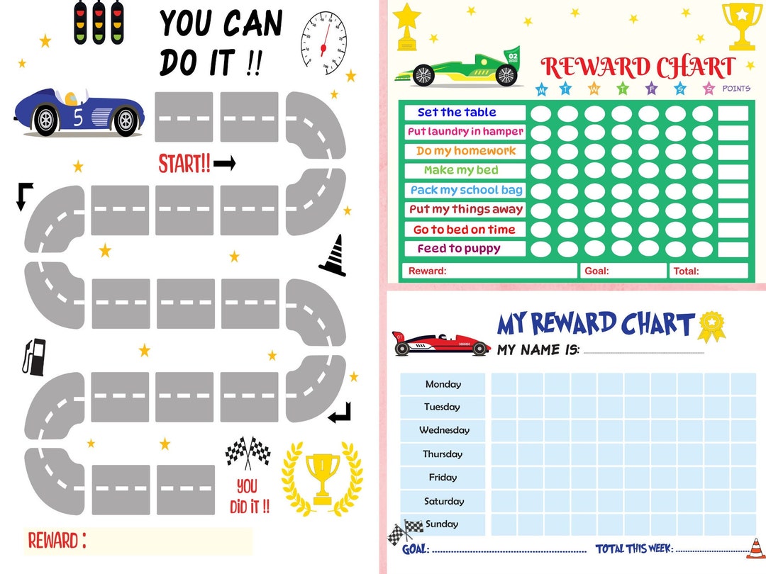 EDITABLE Reward Chart Car Behavior Chart Pastel Cars Boy - Etsy