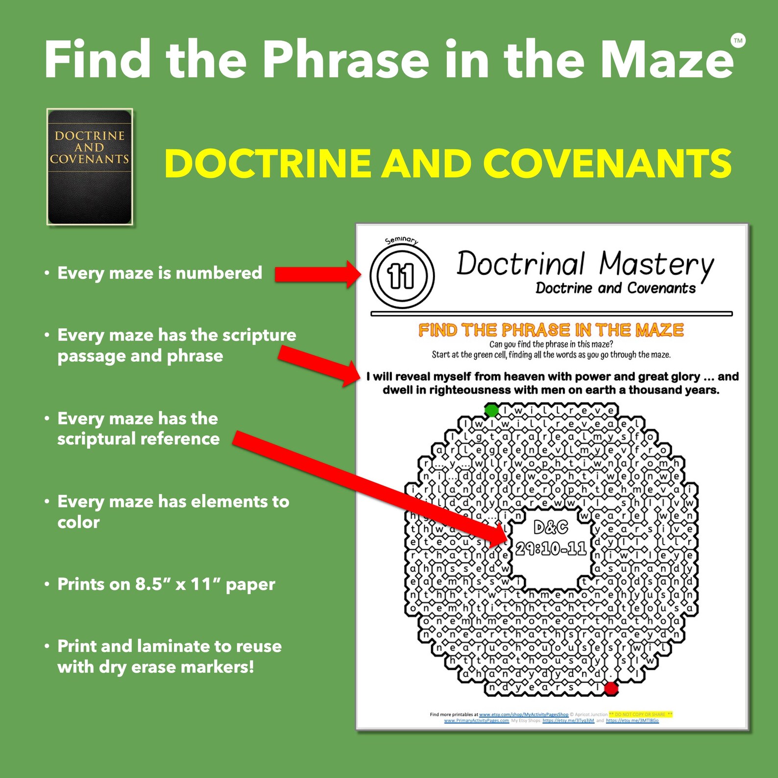 LDS D&C MEDIUM Mazes, Doctrine and Covenants Doctrinal Mastery, Full ...