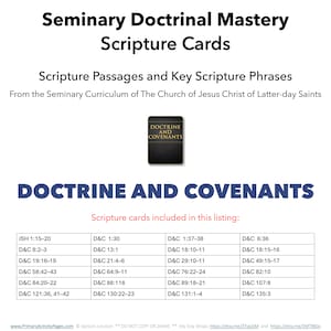 LDS Doctrine and Covenants, Seminary Doctrinal Mastery Scripture Passages and Key Phrases, 3x2 ...