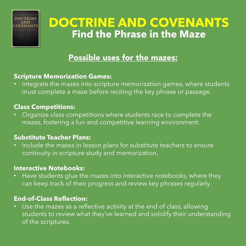 LDS D&C MEDIUM Mazes, Doctrine and Covenants Doctrinal Mastery, Full ...