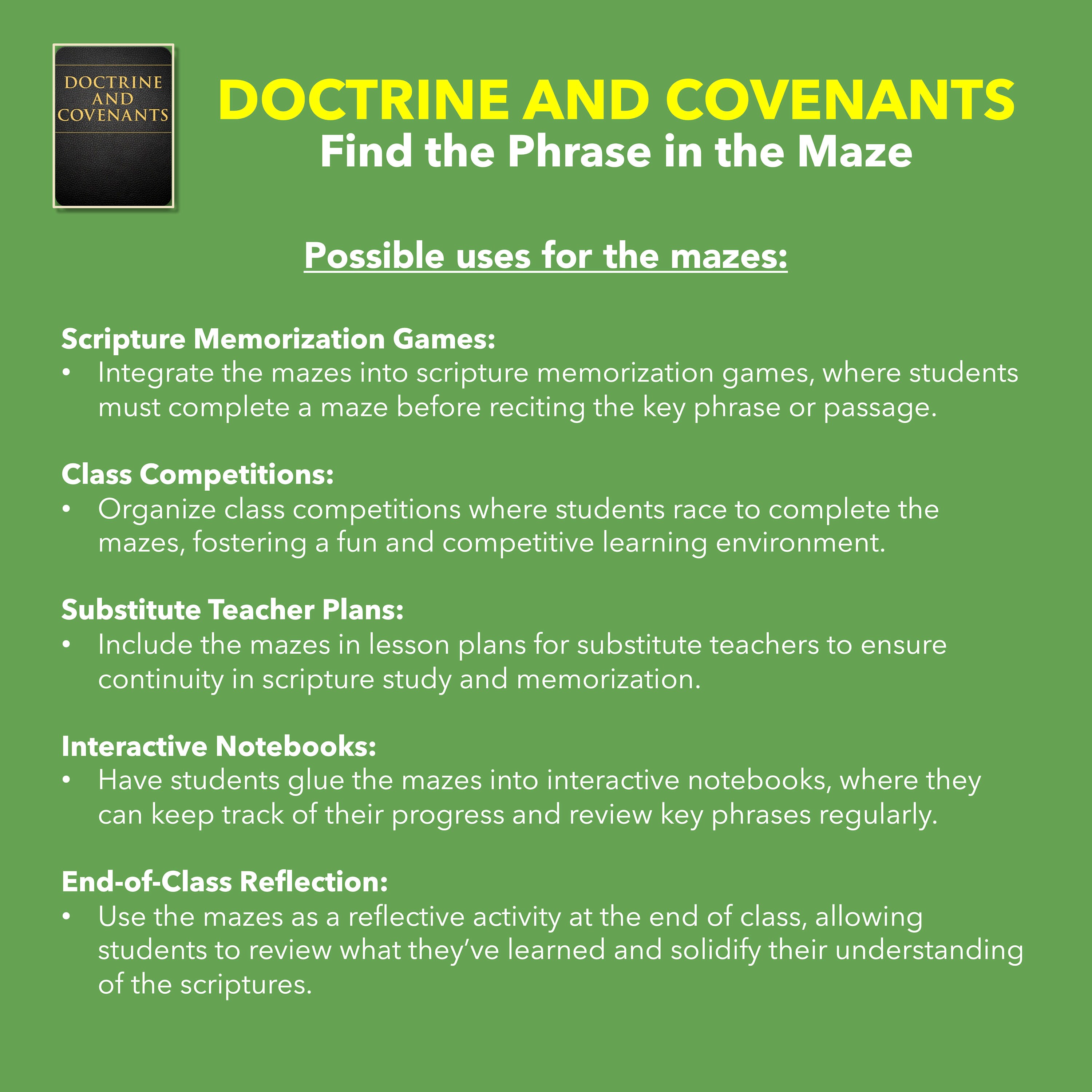 LDS D&C MEDIUM Mazes, Doctrine and Covenants Doctrinal Mastery, Full ...