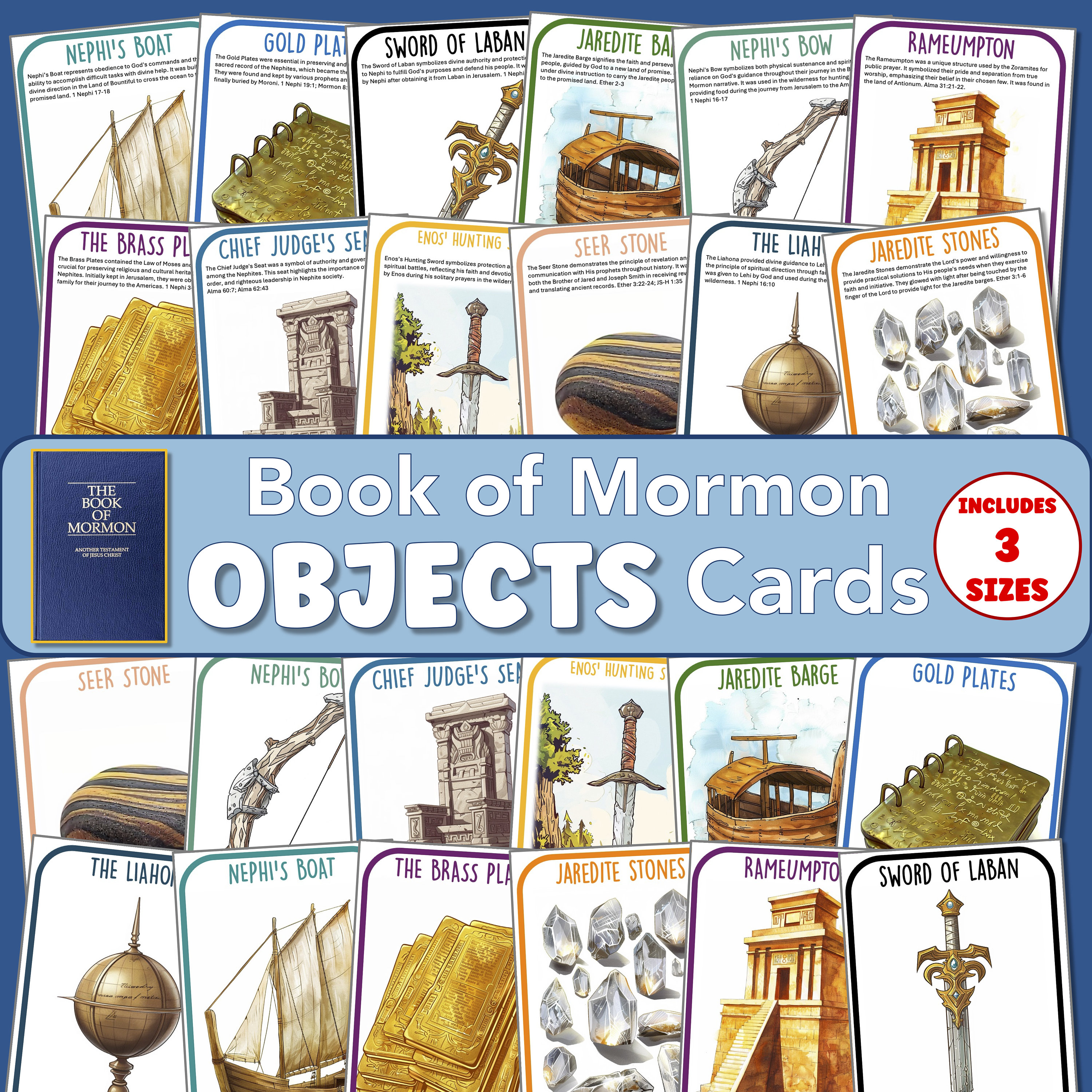 LDS Book of Mormon Objects Cards, 3 Sizes, Digital Download, Printable ...