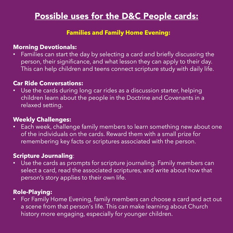 LDS D&C People Cards, 3 Sizes, Digital Download, Printable, Primary ...