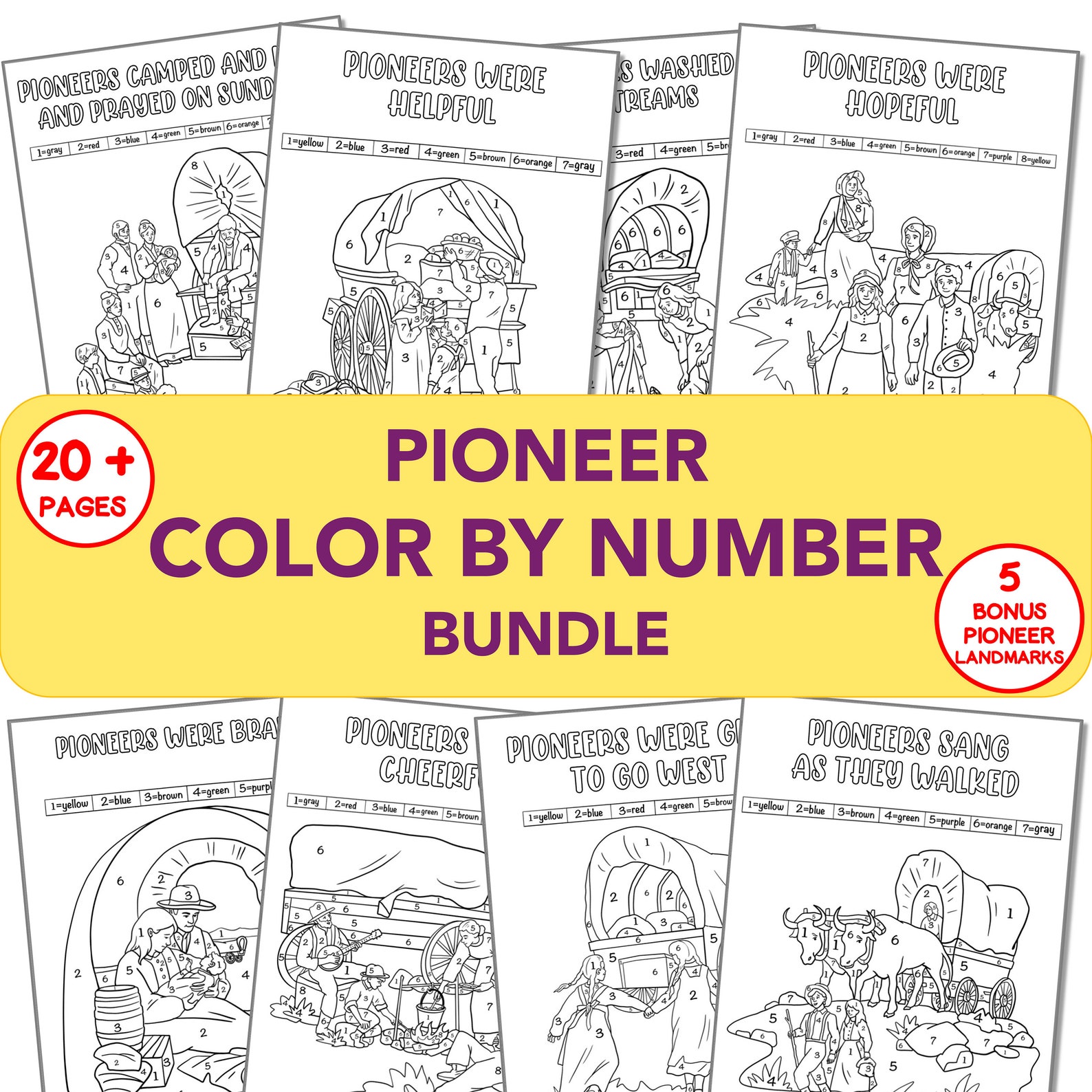 LDS Pioneer Color by Number Coloring Pages, "mormon" Pioneers, Full ...