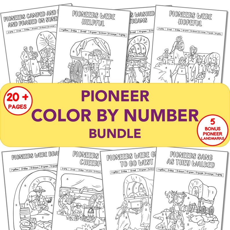 LDS Pioneer Color by Number Coloring Pages, "mormon" Pioneers, Full ...