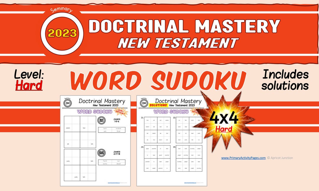 4X4 WORD SUDOKU Hard 2023 Doctrinal Mastery New Testament Puzzles ...