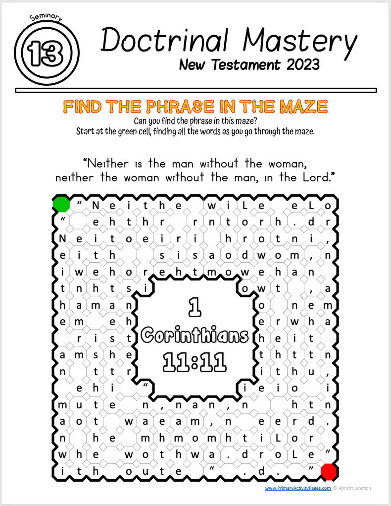 24 MAZES Full Page 2023 Doctrinal Mastery New Testament Printable Learn ...