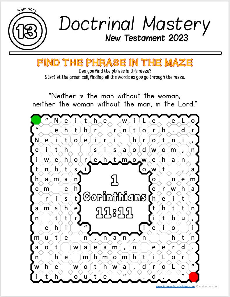 24 MAZES Full Page 2023 Doctrinal Mastery New Testament Printable Learn ...