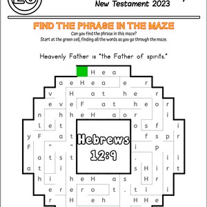 24 MAZES Full Page 2023 Doctrinal Mastery New Testament Printable Learn ...