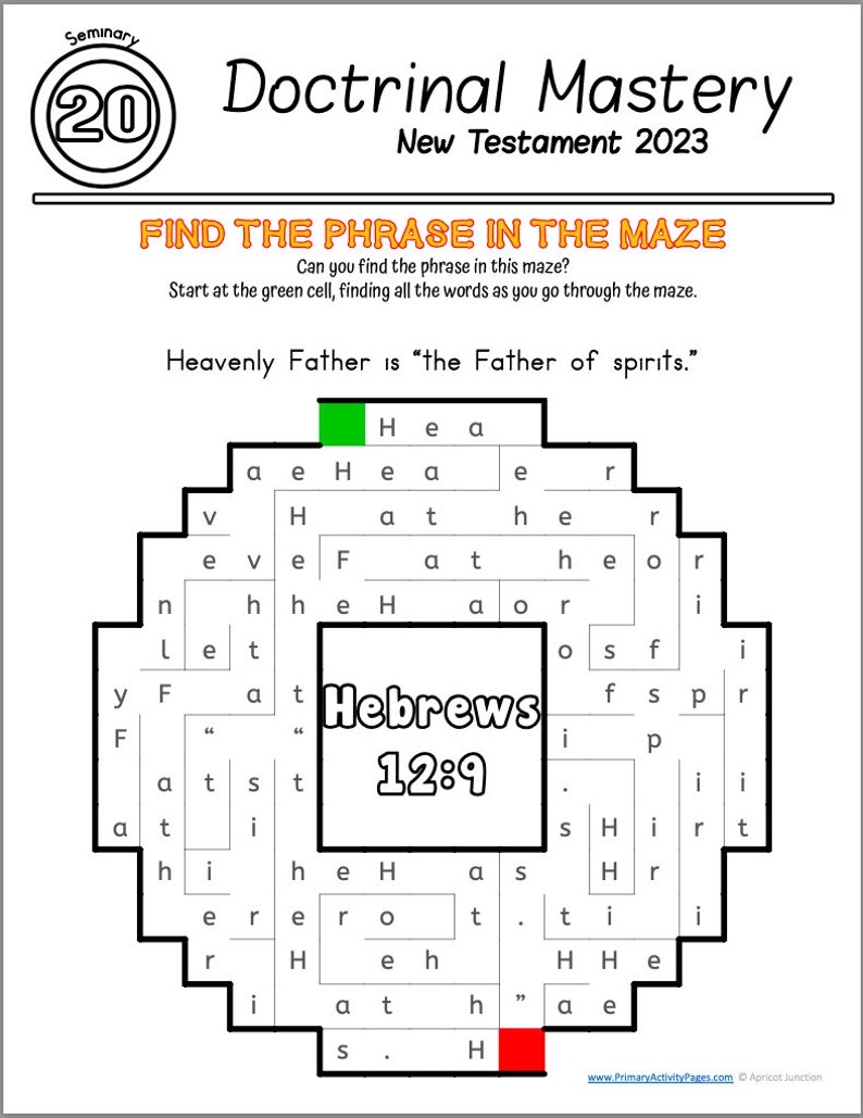 24 MAZES Full Page 2023 Doctrinal Mastery New Testament Printable Learn ...