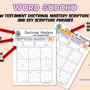9x9 WORD SUDOKU Hard 2023 Doctrinal Mastery New Testament - Etsy