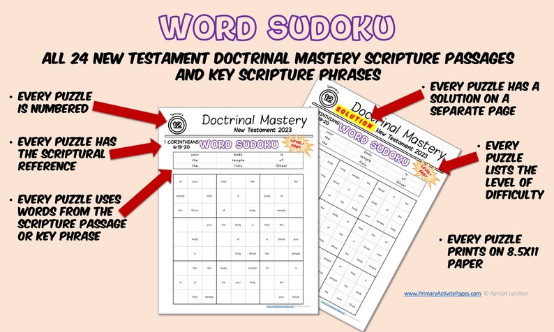 4X4 WORD SUDOKU Hard 2023 Doctrinal Mastery New Testament Puzzles ...