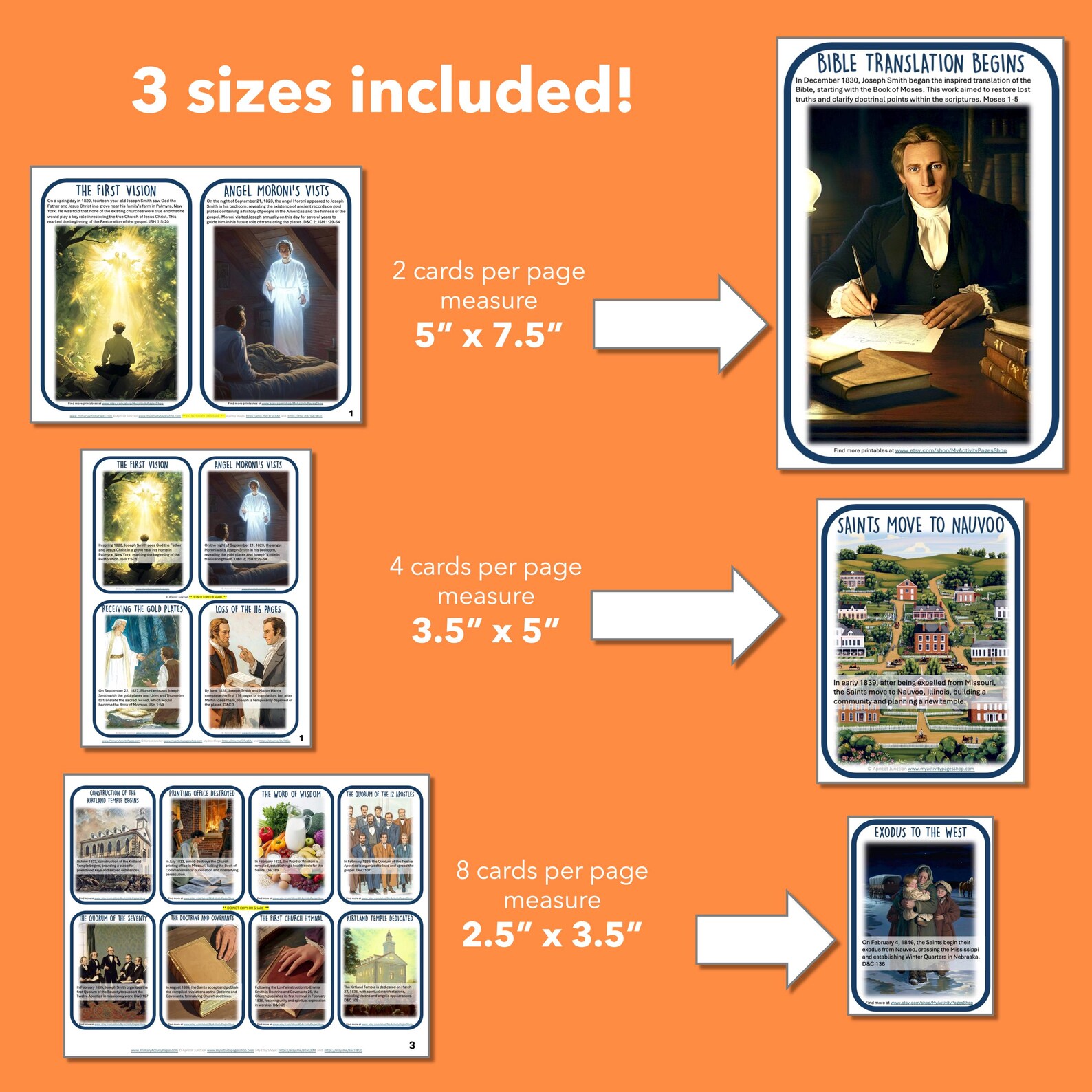 LDS D&C Events Cards, 3 Sizes, Digital Download, Printable, Primary Days, YM/YW, Seminary ...